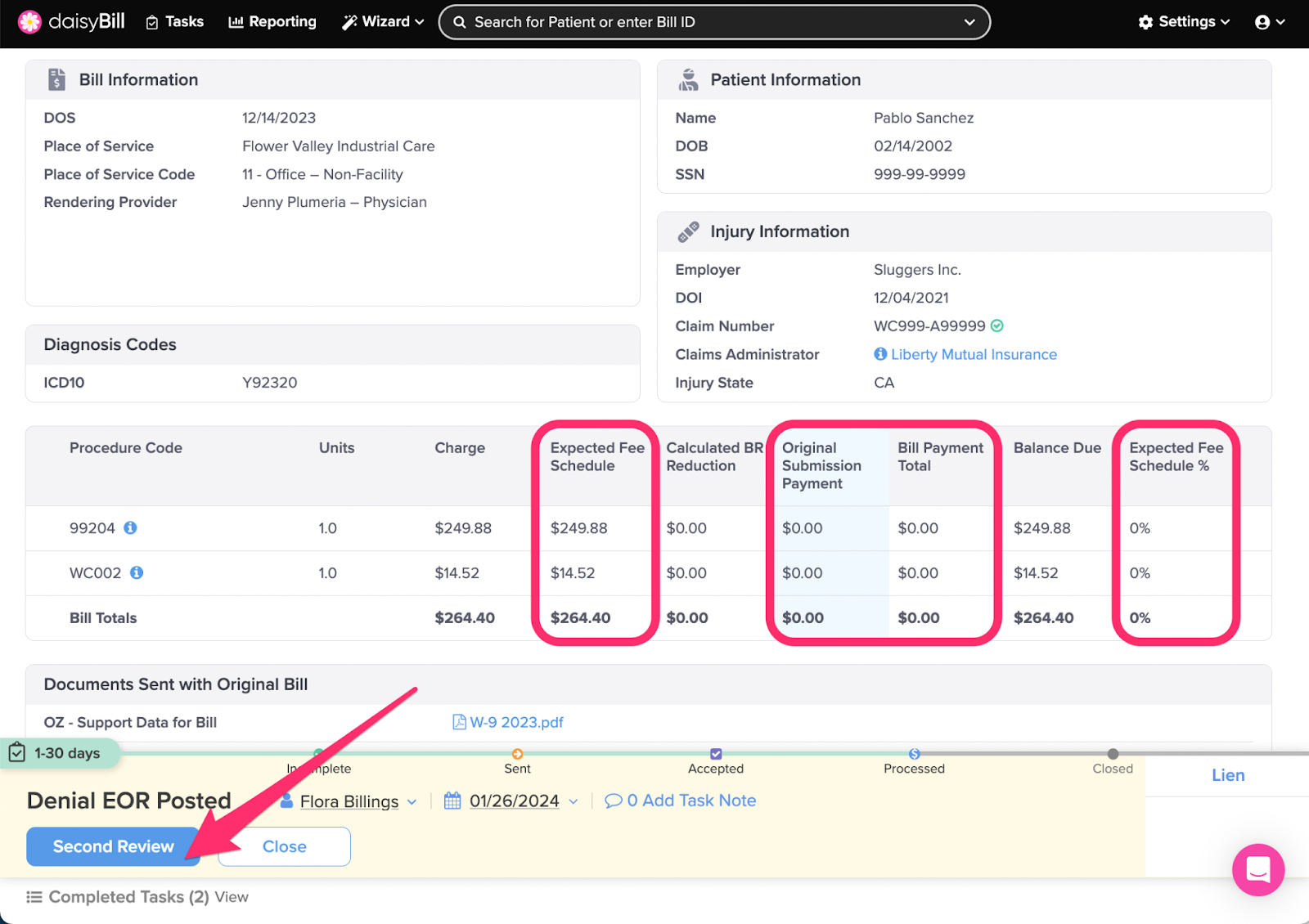 Request for Second Review / Appeal: Denied Bill | daisyBill