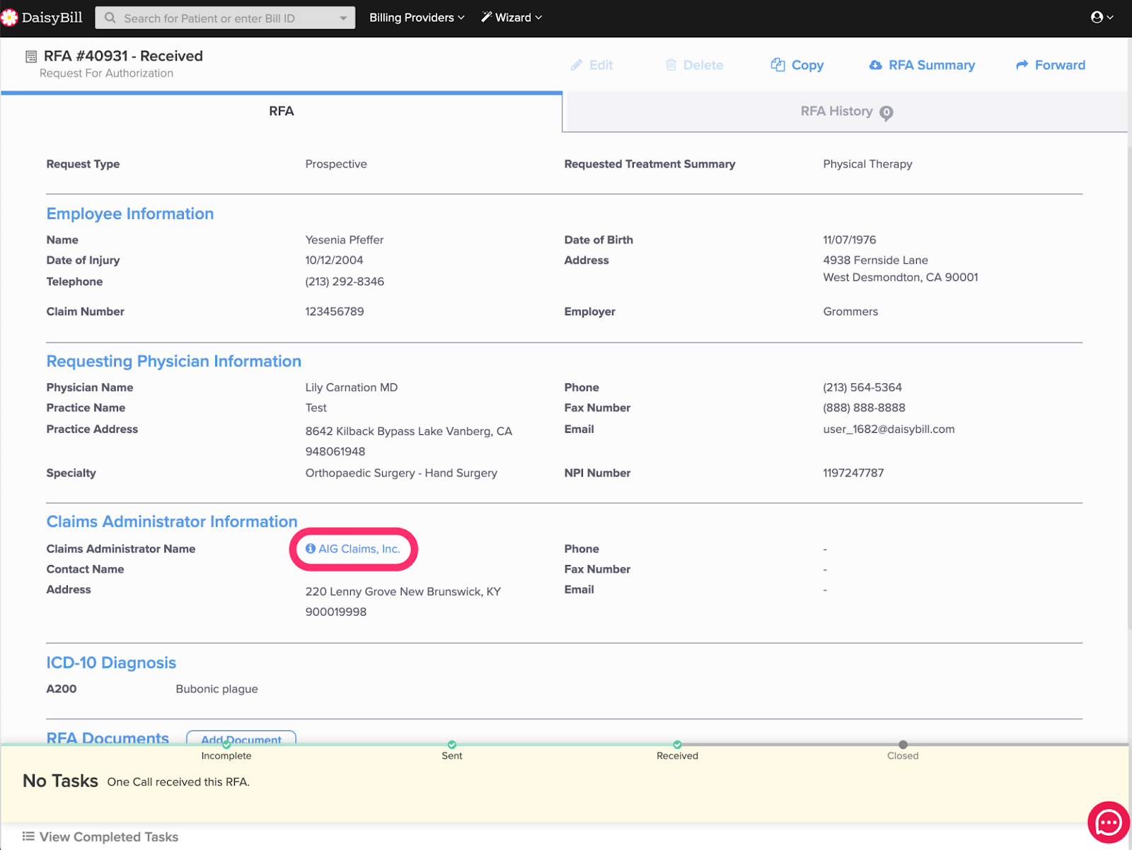 RFA Page Explained | daisyBill