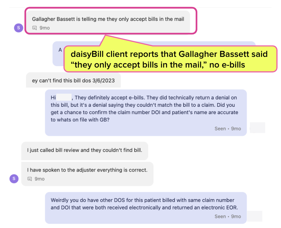 Gallagher Bassett Claims Not to Accept e-Bills | daisyBill