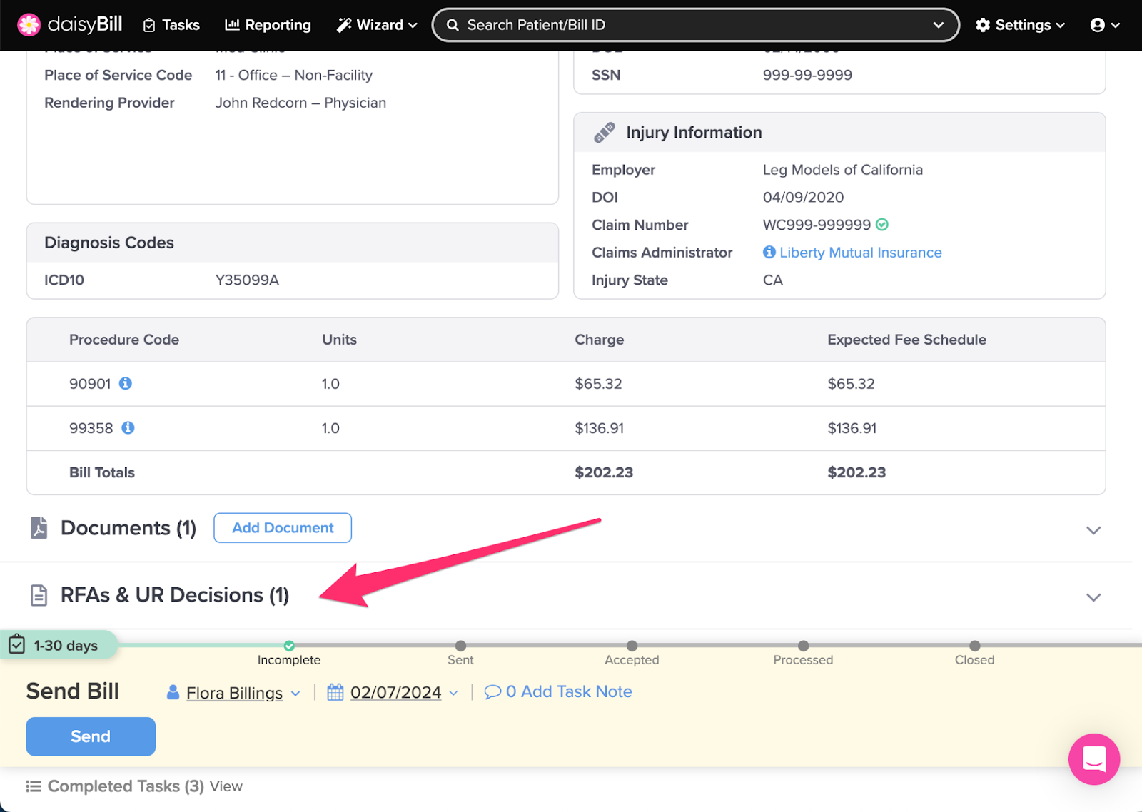 Add UR Decision to Bill | daisyBill