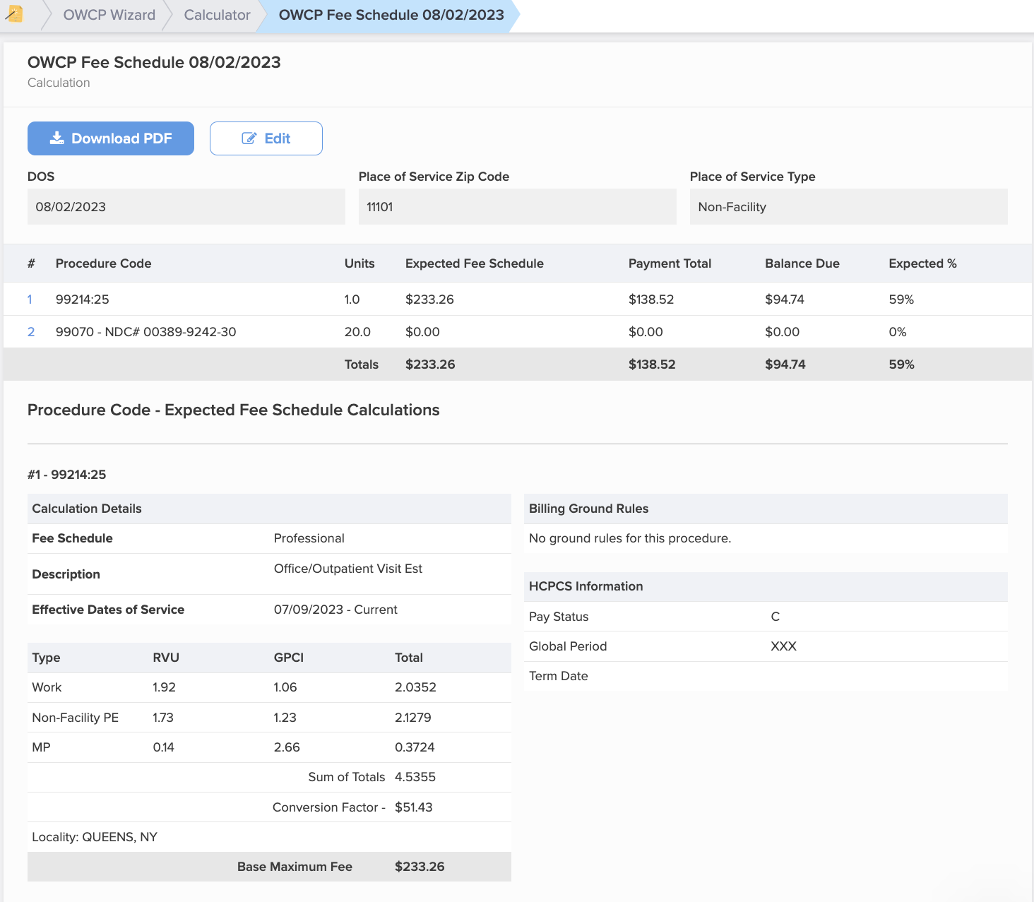 OWCP Calculator | daisyBill