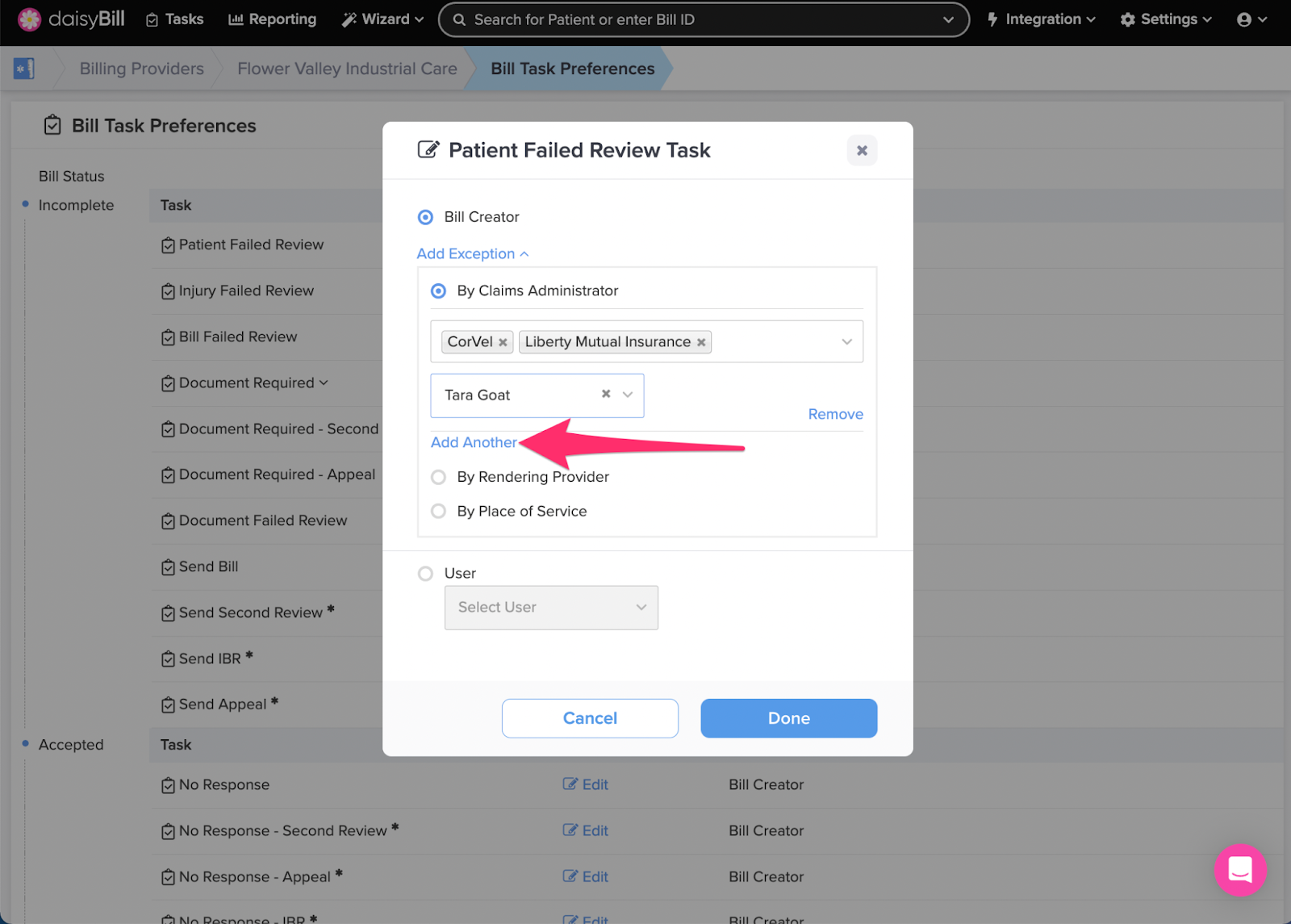 Bill Task Preferences | daisyBill