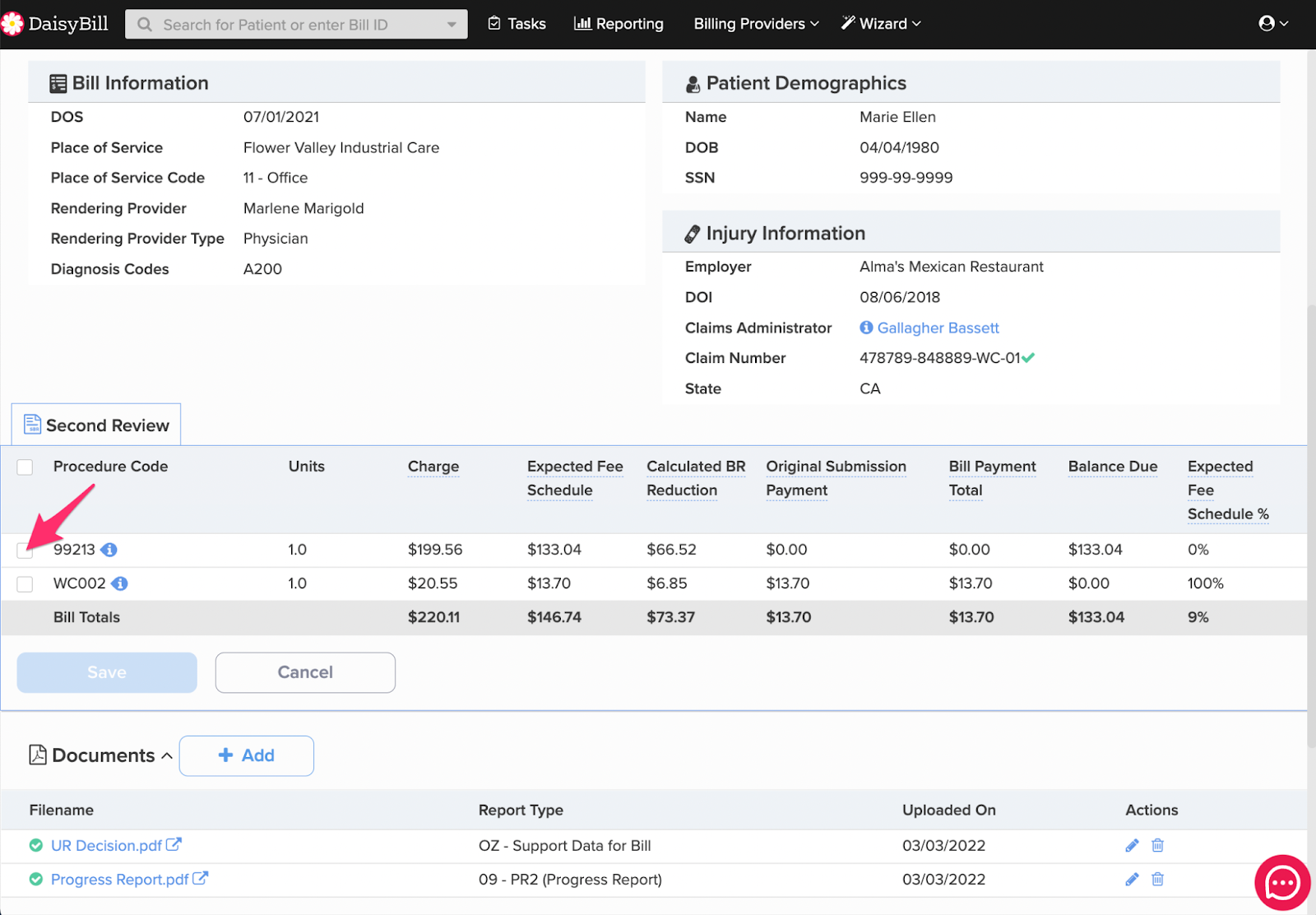 Request for Second Review / Appeal: Partial Payment | daisyBill