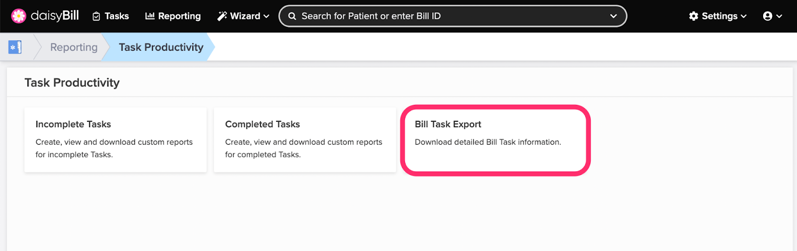 Task Export | daisyBill