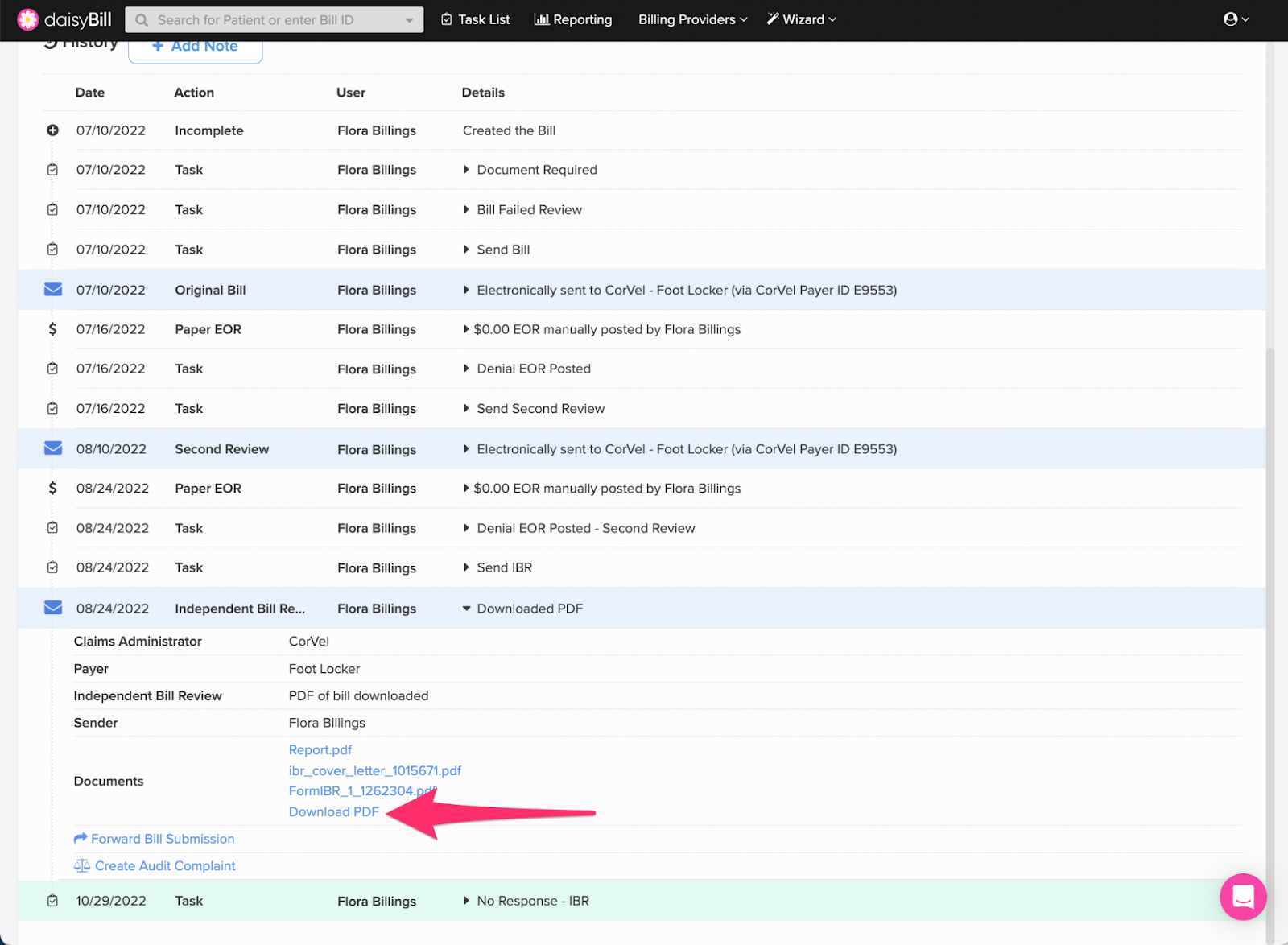 Task: No Response - IBR | daisyBill