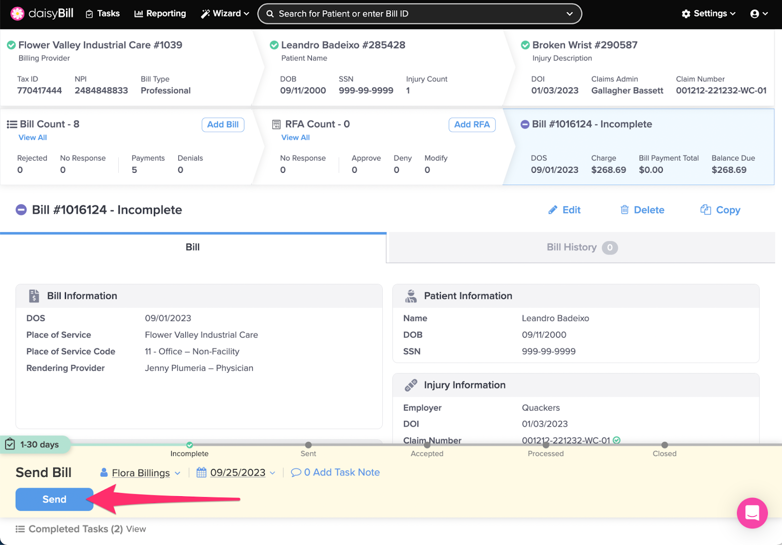 Choose Bill Submission Method | daisyBill