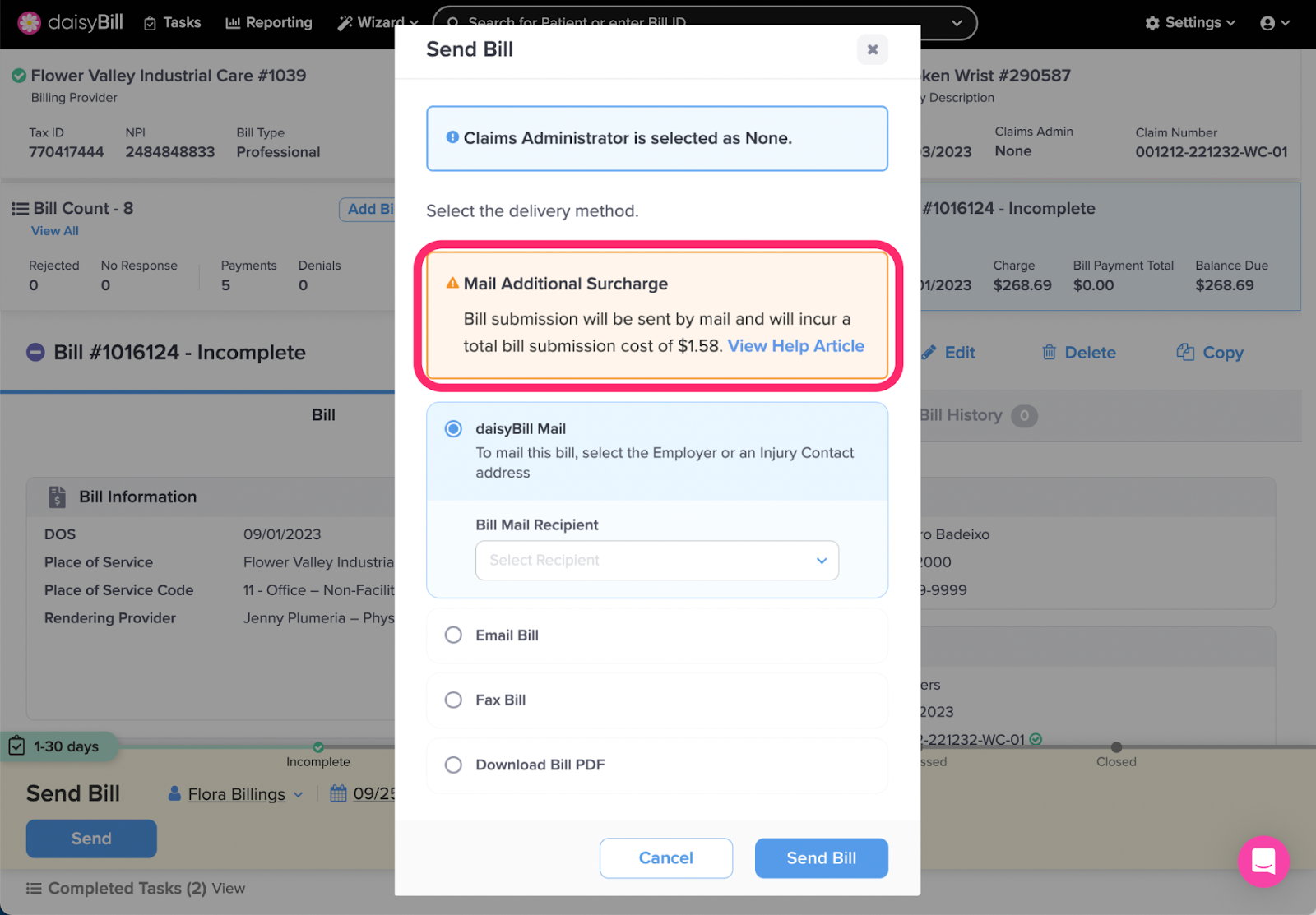 Choose Bill Submission Method | daisyBill