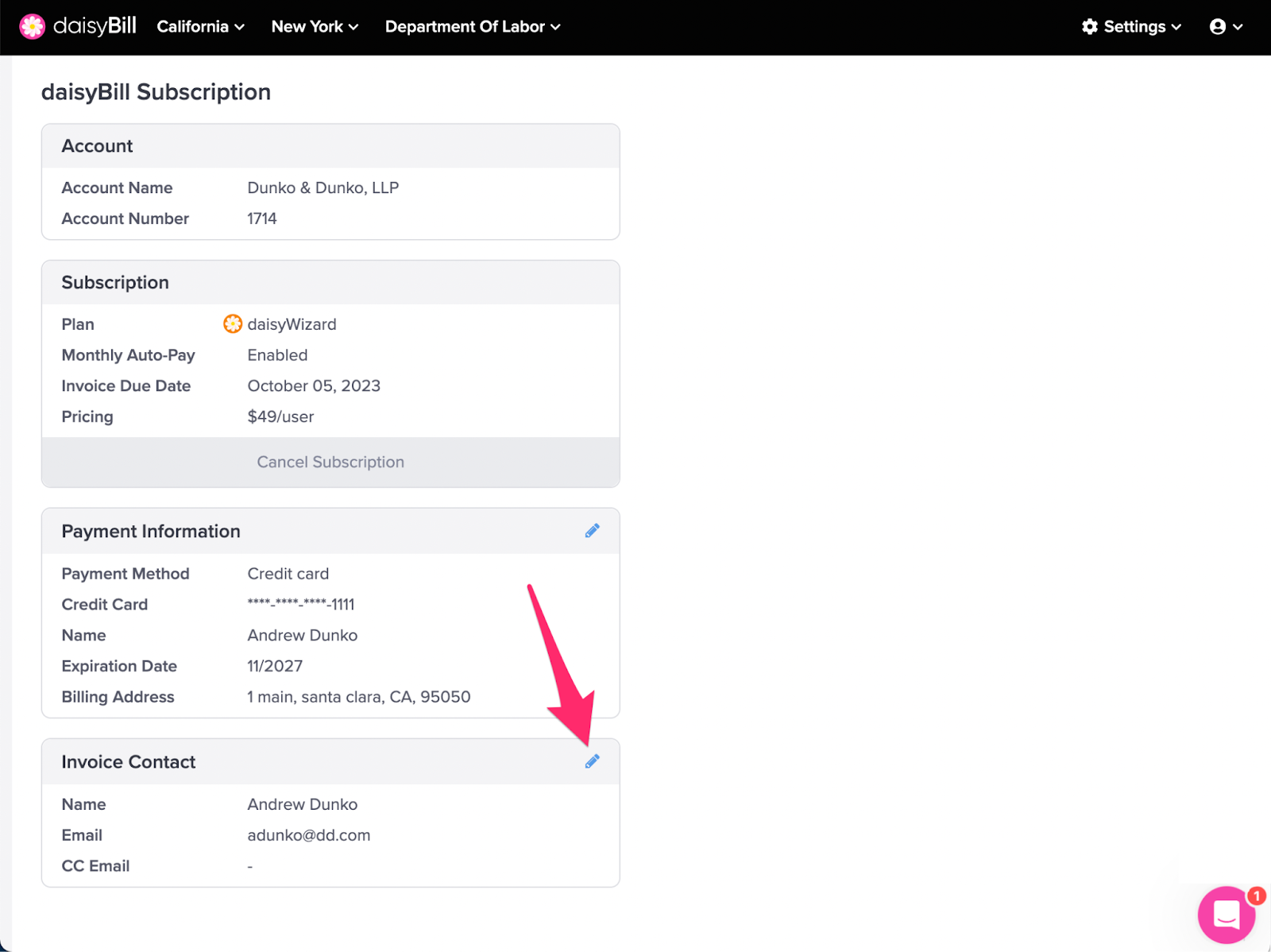 daisyBill Subscription - Wizard | daisyBill